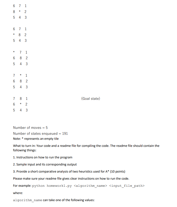 Solved The 8-puzzle problem is played on a 3 -by-3 grid with | Chegg.com