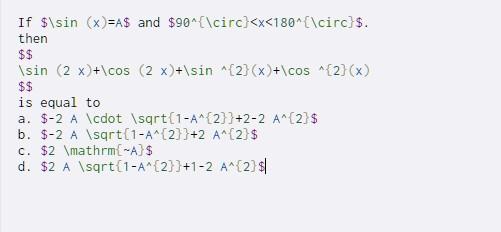 Solved If $\sin x)=A$ and $90^{\circ} | Chegg.com