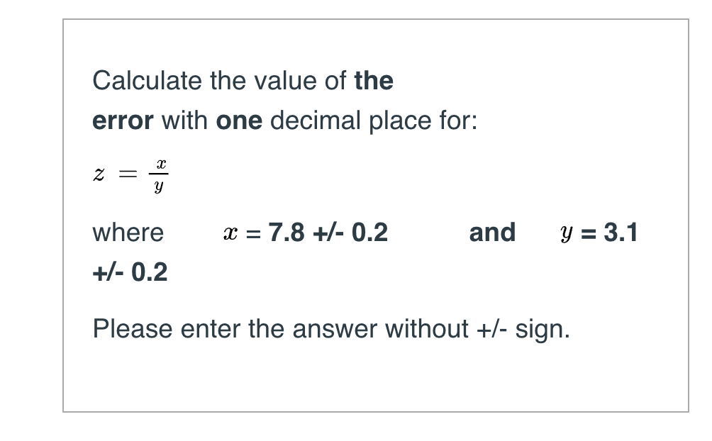 Solved Calculate the value of the error with one decimal | Chegg.com
