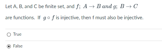 Solved If a function f is injective, then it must be | Chegg.com