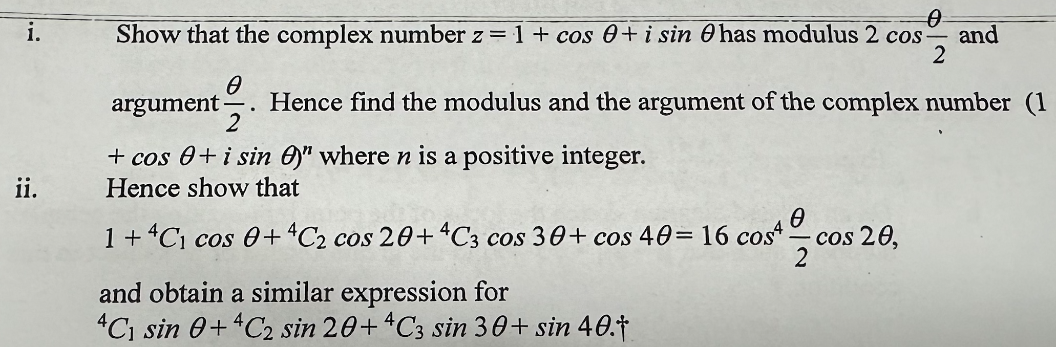 Solved Show that the complex number z=1+cosθ+isinθ has | Chegg.com