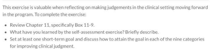 Solved BOX 11-9 Self-Assessment: Developing Sound Clinical | Chegg.com