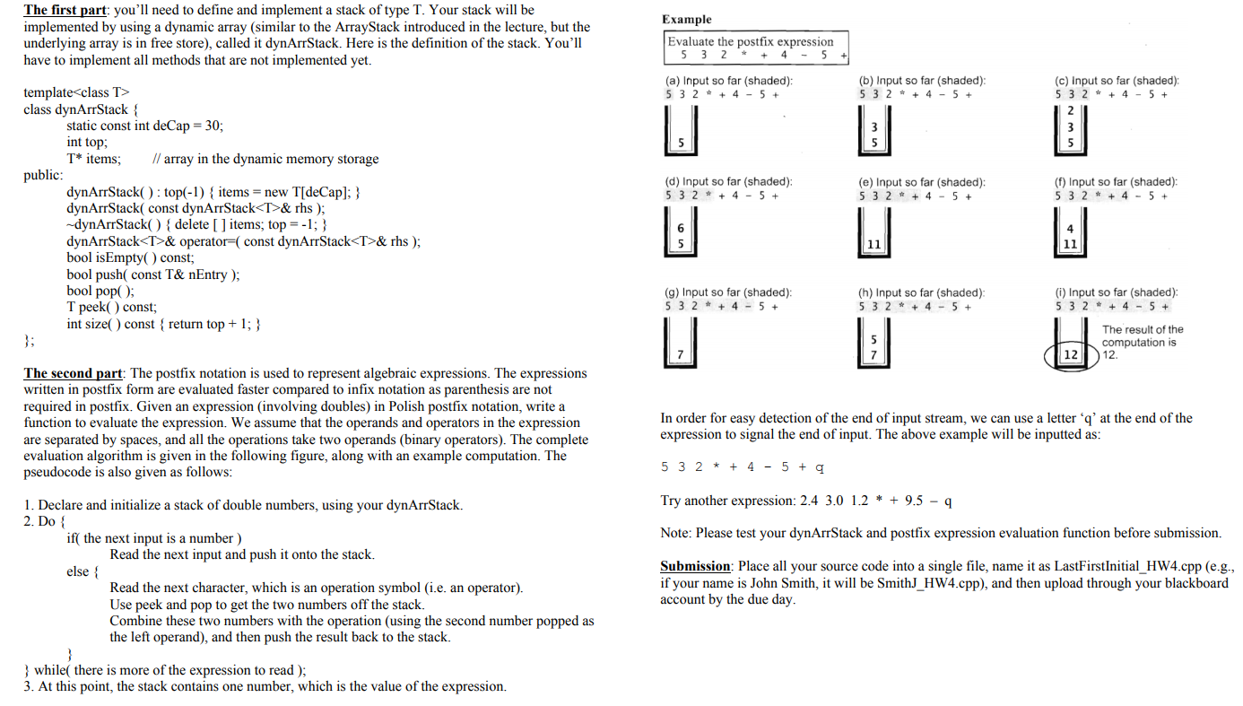 The first part: you'll need to define and implement a | Chegg.com