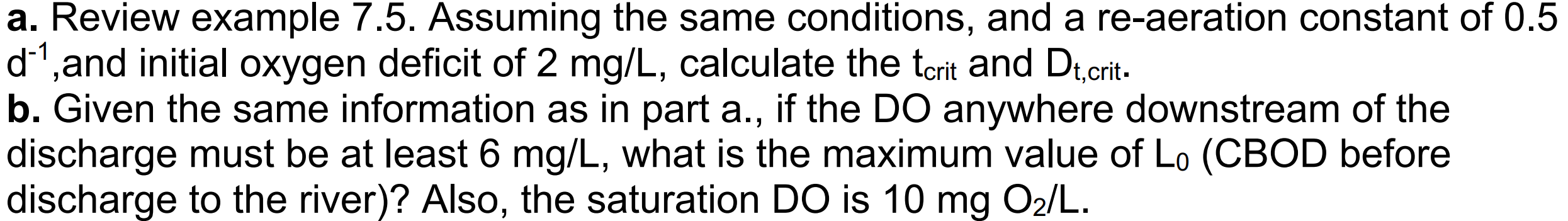 Solved example! 7.5. Mixing Basin Calculation for CBOD A | Chegg.com