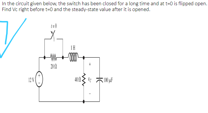 Solved In the circuit given below, the switch has been | Chegg.com