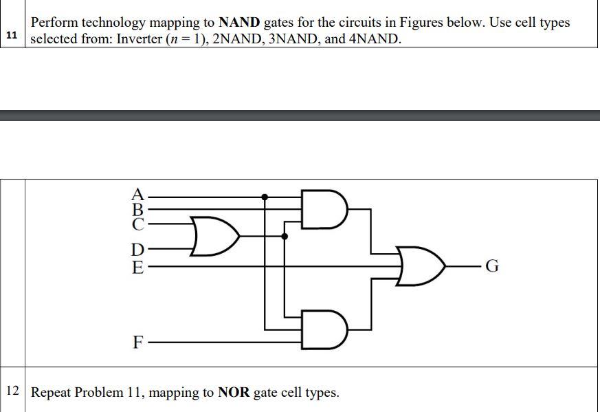 Solved 11 Perform technology mapping to NAND gates for the | Chegg.com