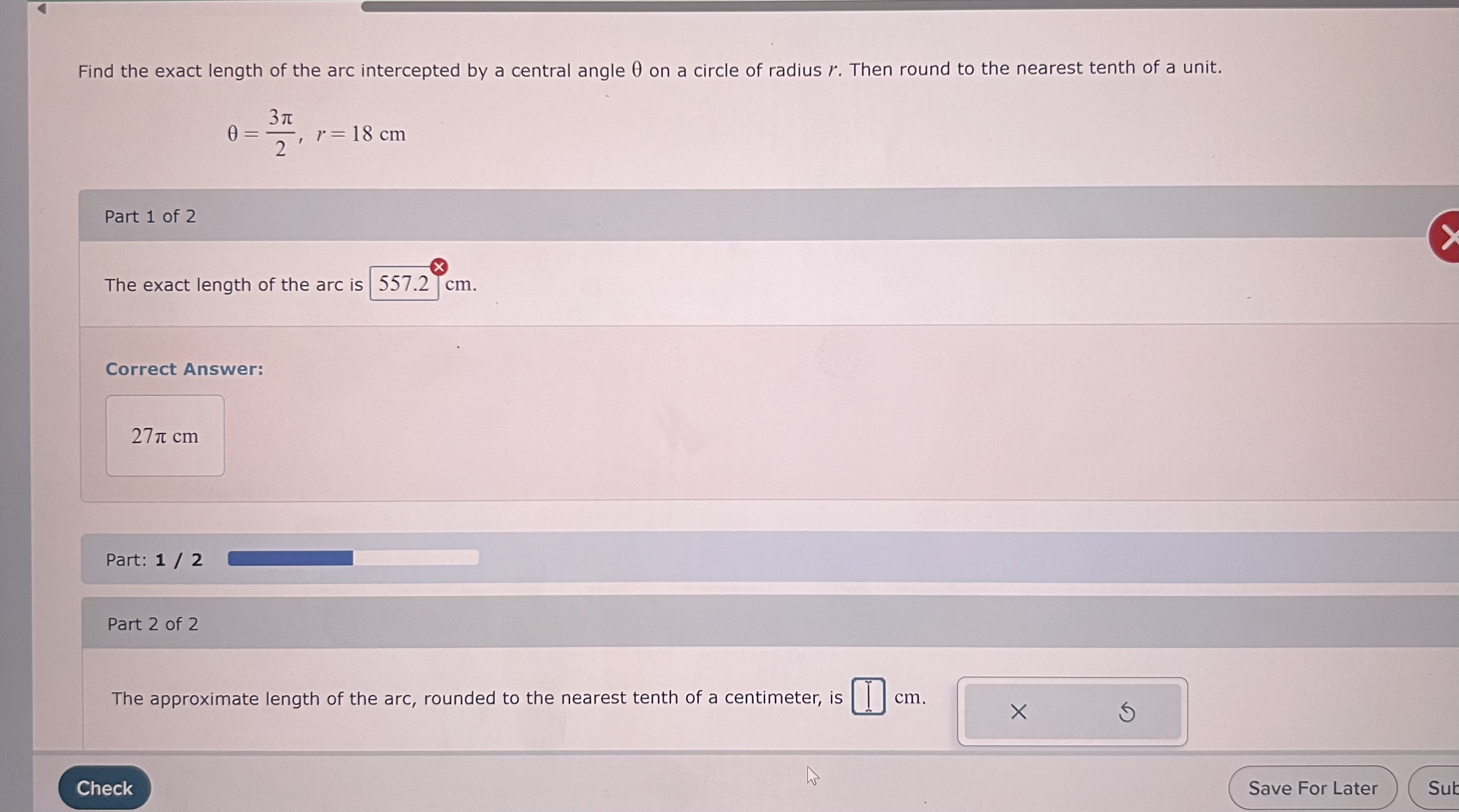 Solved Find the exact length of the arc intercepted by a | Chegg.com