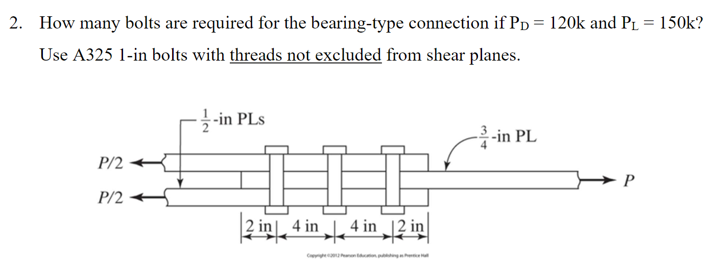 Solved 2. How many bolts are required for the bearing-type | Chegg.com