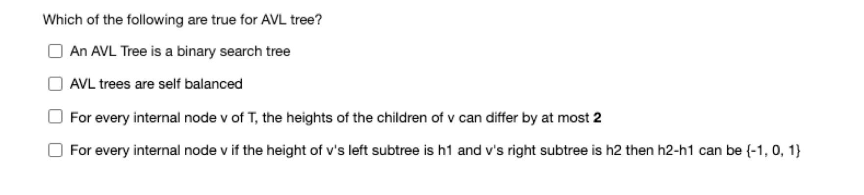 Solved Which of the following are true for AVL tree? An AVL | Chegg.com