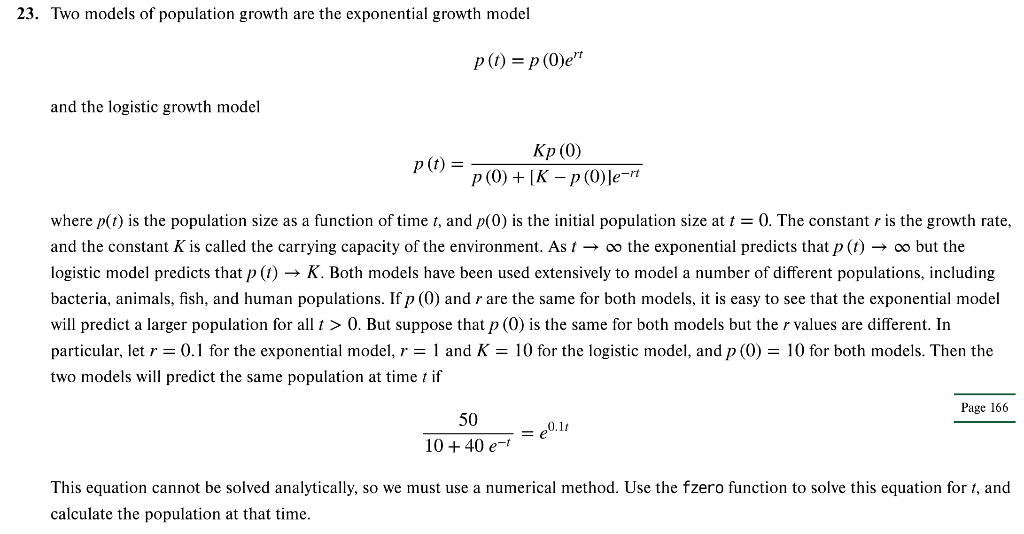 Solved 23. Two models of population growth are the | Chegg.com
