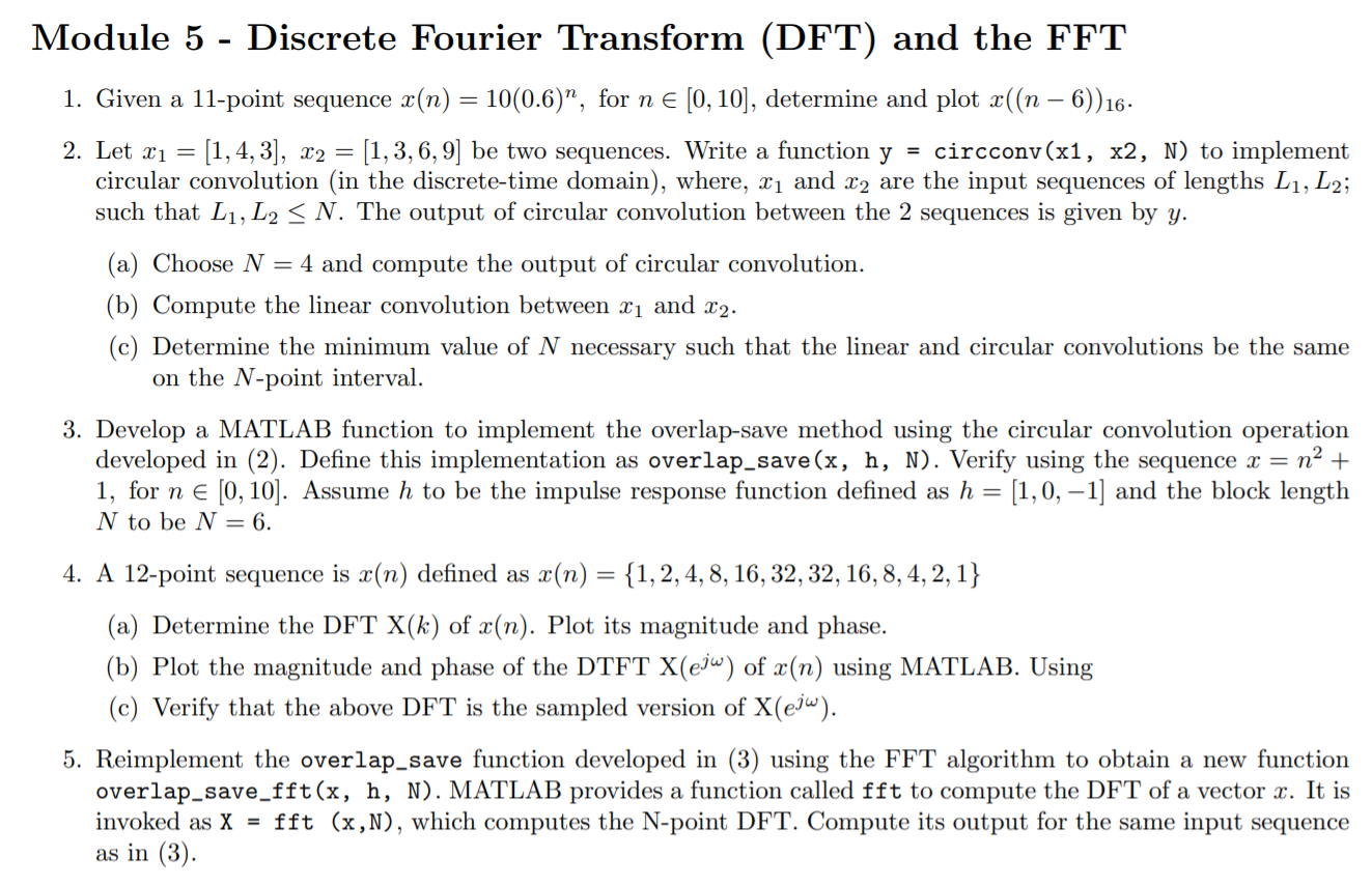 Solved Module 5 - Discrete Fourier Transform (DFT) and the | Chegg.com