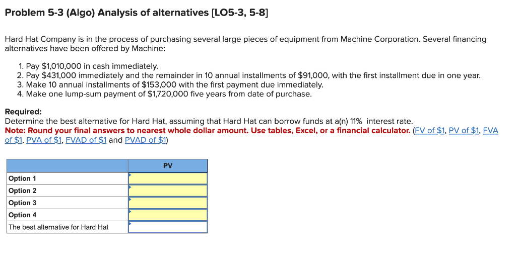 Solved Problem 5-3 (Algo) Analysis of alternatives | Chegg.com