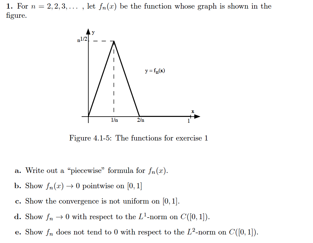 Solved 1. For n = 2,2, 3, ... , let fn(x) be the function | Chegg.com