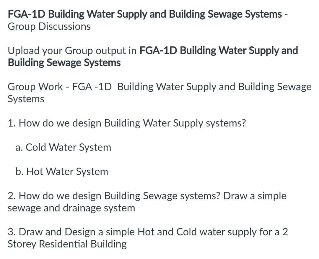 FGA-1D Building Water Supply and Building Sewage | Chegg.com