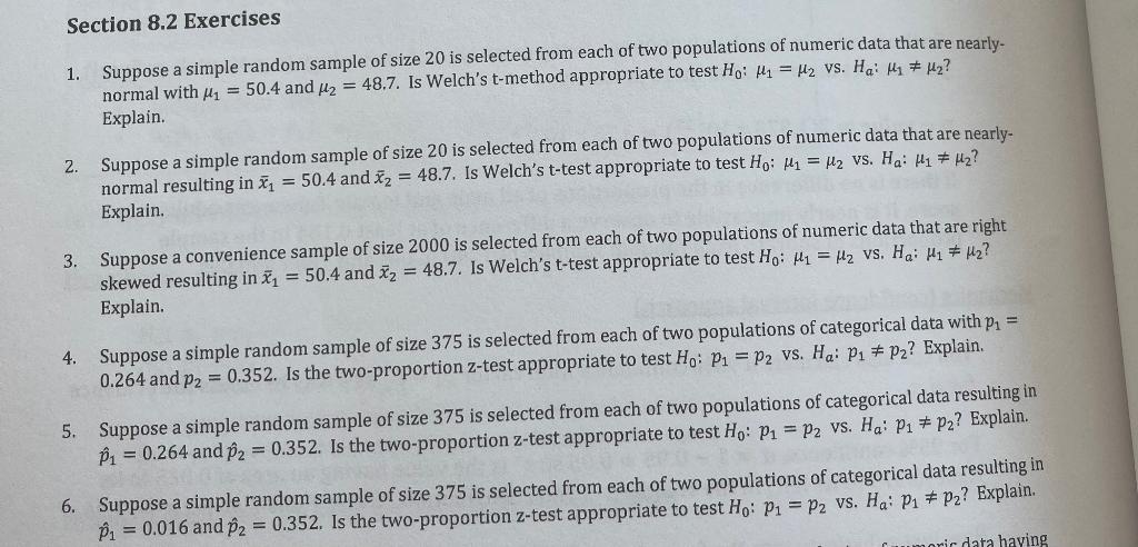Solved Section 8.2 Exercises 1. Suppose a simple random | Chegg.com
