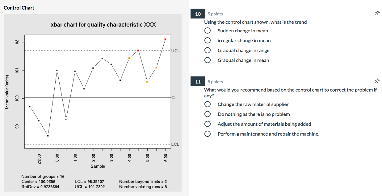Solved Control Chart 10 xbar chart for quality | Chegg.com