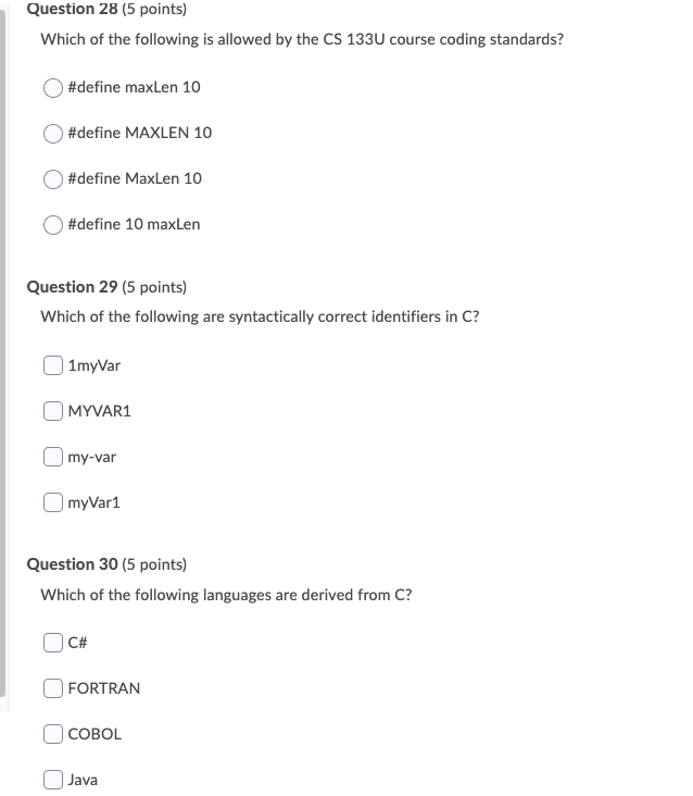 Solved Question 25 (5 points) Which of the following has a | Chegg.com