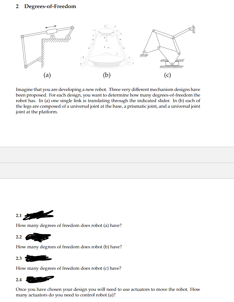 Solved How many degrees of freedom does robot (a) | Chegg.com