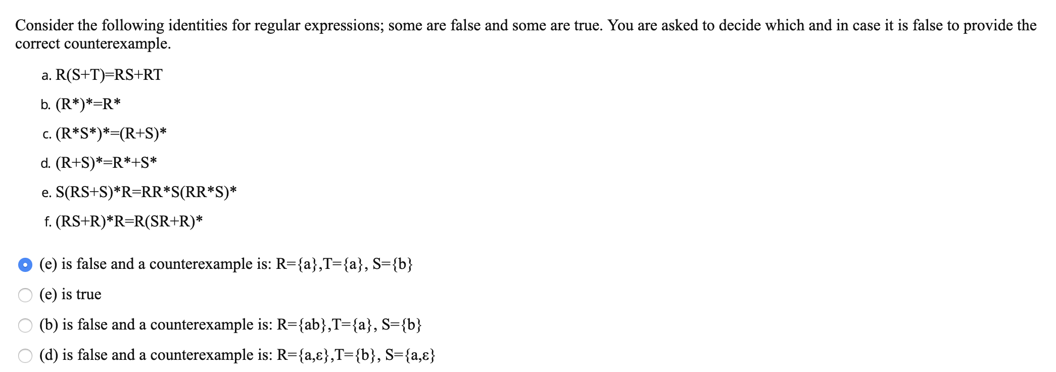 Solved Consider the following identities for regular | Chegg.com