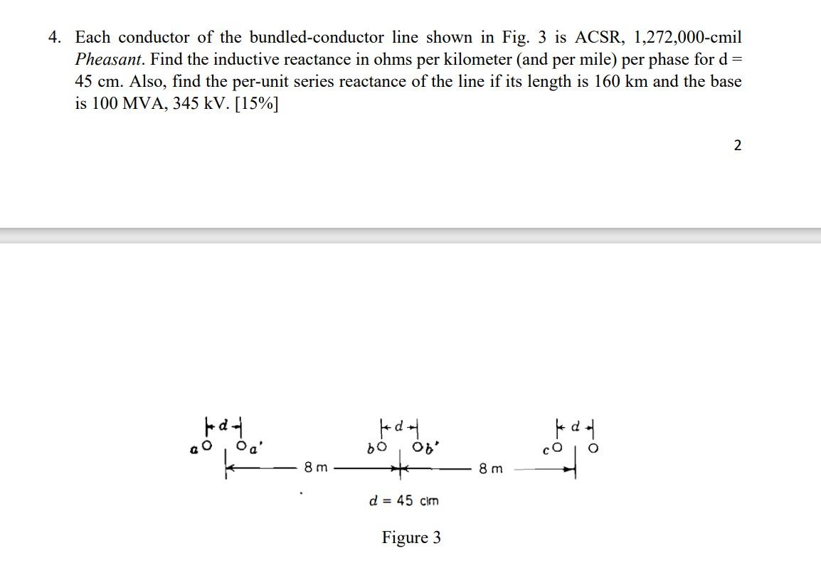 Solved 4. Each conductor of the bundled-conductor line shown | Chegg.com