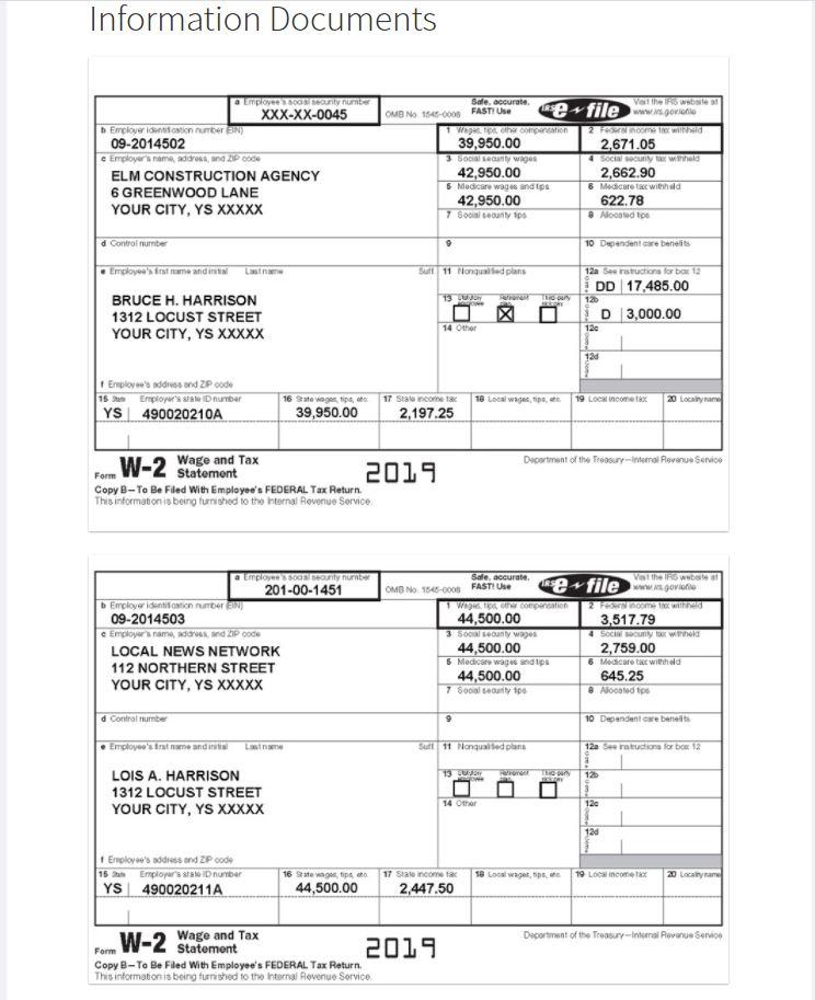 Taxpayer Information Taxpayer name: Taxpayer SSN: | Chegg.com