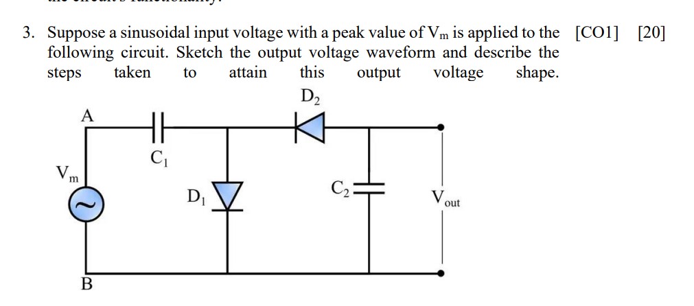 Solved 3. Suppose a sinusoidal input voltage with a peak | Chegg.com