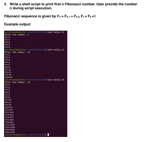 Solved 2 Write A Shell Script To Print First N Fibonacci Chegg