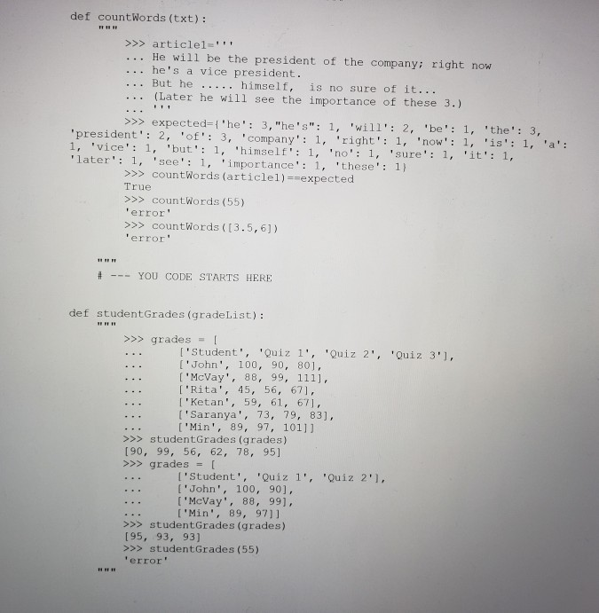 Solved 2nd picture is of doctests which all must be | Chegg.com
