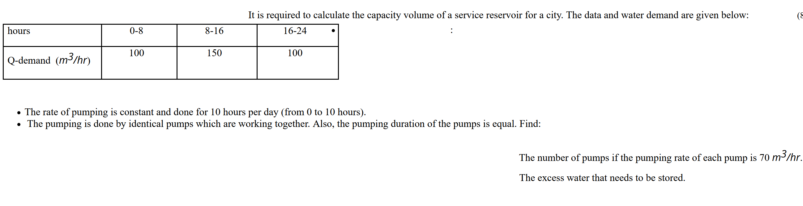 Solved (E It is required to calculate the capacity volume of | Chegg.com