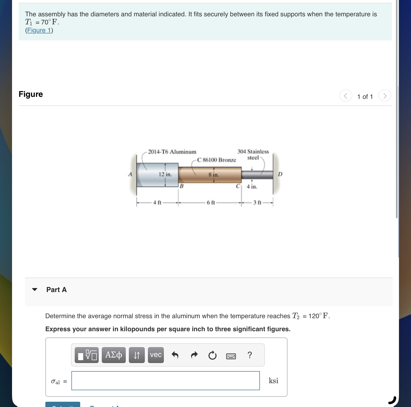 Solved The assembly has the diameters and material | Chegg.com