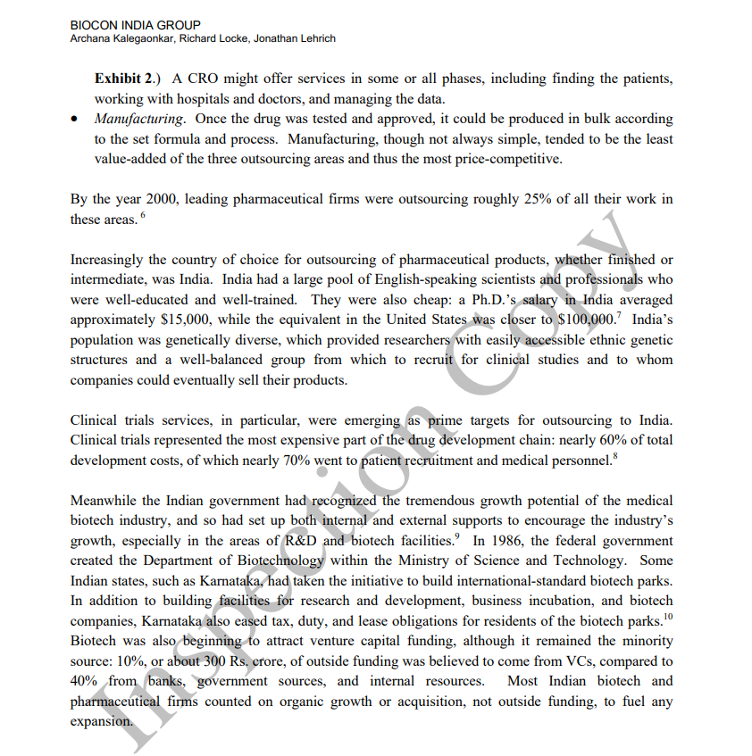 Solved Biocon India Group Archana Kalegaonkar, Richard | Chegg.com