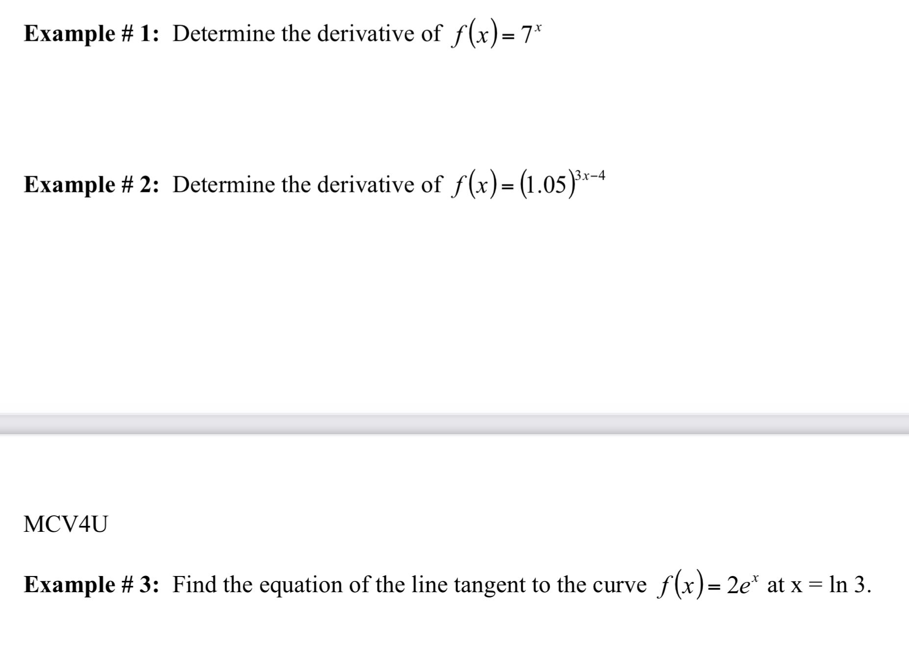 Solved Example \# 1: Determine the derivative of f(x)=7x | Chegg.com