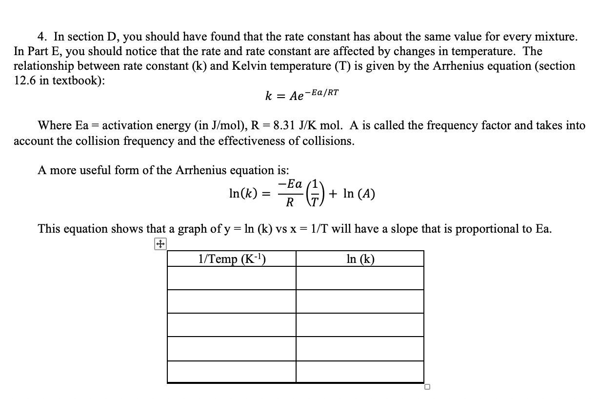 EXPERIMENT #3: KINETICS BY THE METHOD OF INITIAL | Chegg.com