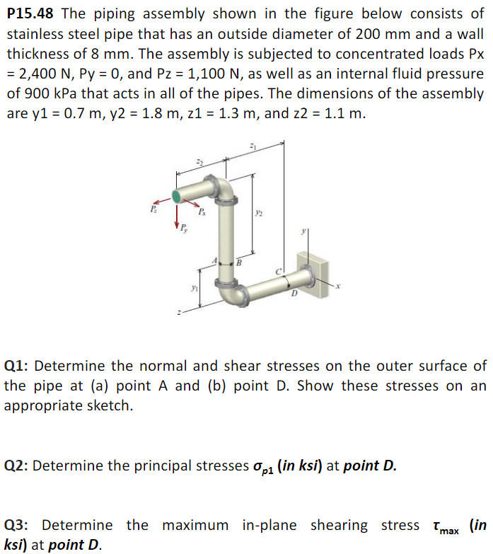 Solved P15.48 The piping assembly shown in the figure below | Chegg.com