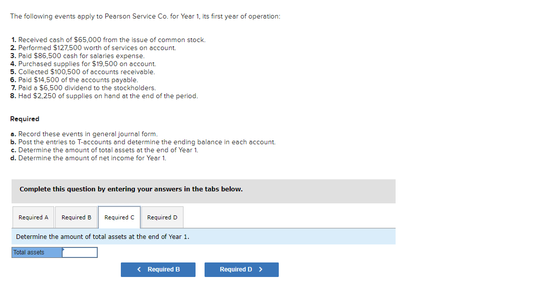 Solved The following events apply to Pearson Service Co. for | Chegg.com