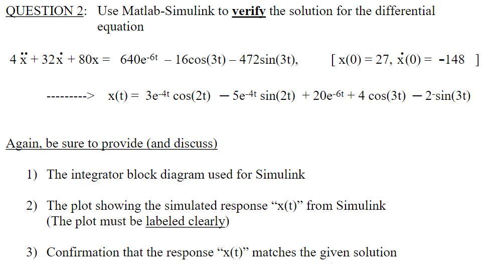 Solved Question 2 Use Matlab Simulink To Verify The 