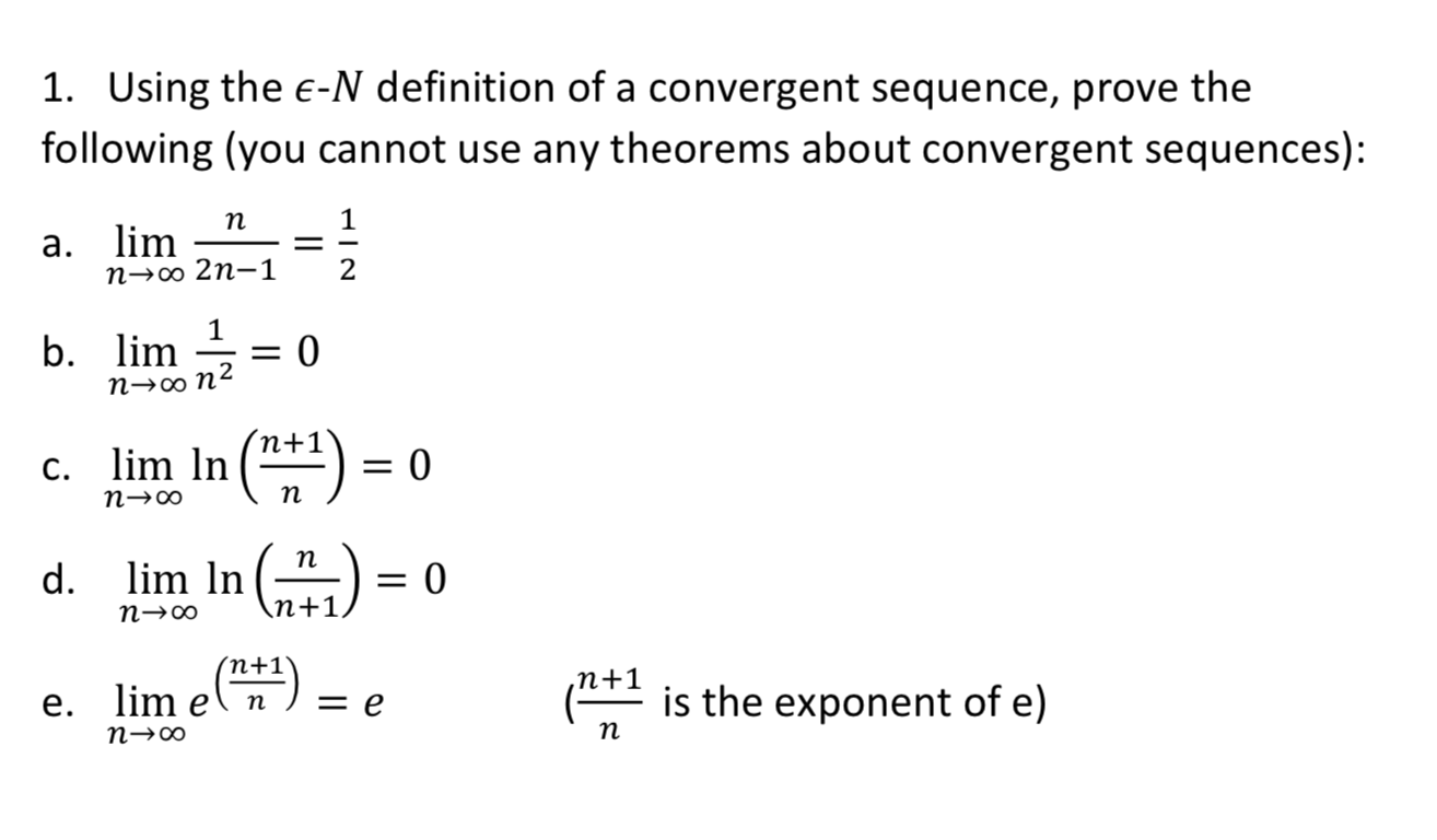 Solved 1. Using the ϵ−N definition of a convergent sequence, | Chegg.com