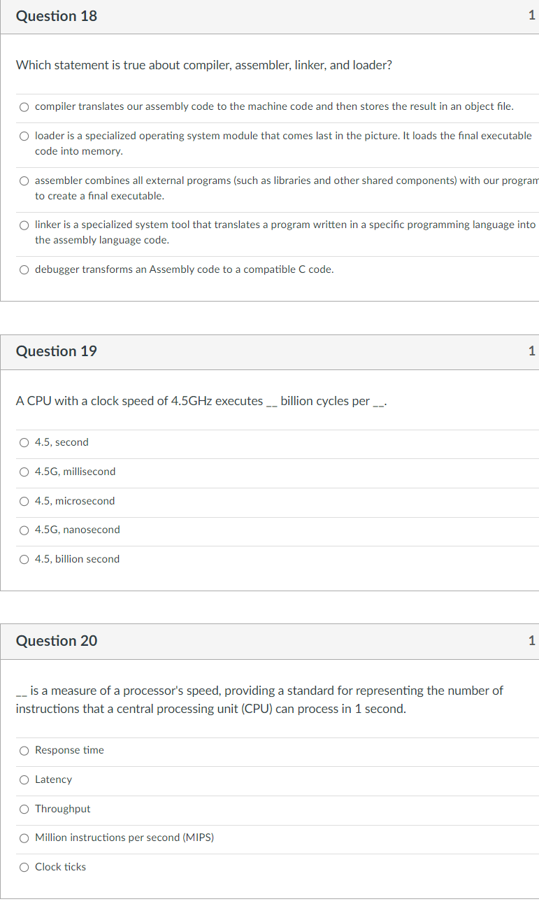 Solved Which statement is true about compiler, assembler, | Chegg.com