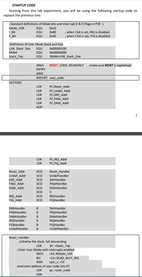 Task 1: Modify the startup code you have used in the | Chegg.com