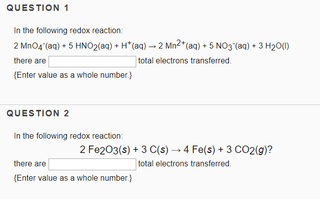 Solved QUESTION 1 In the following redox reaction: 2 MnO4 | Chegg.com
