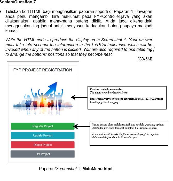 Soalan/Question 7 a. Tuliskan kod HTML bagi | Chegg.com