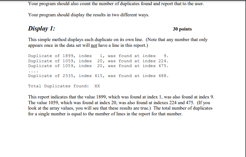 Solved Program #1: Statistical Analysis of an Array The | Chegg.com
