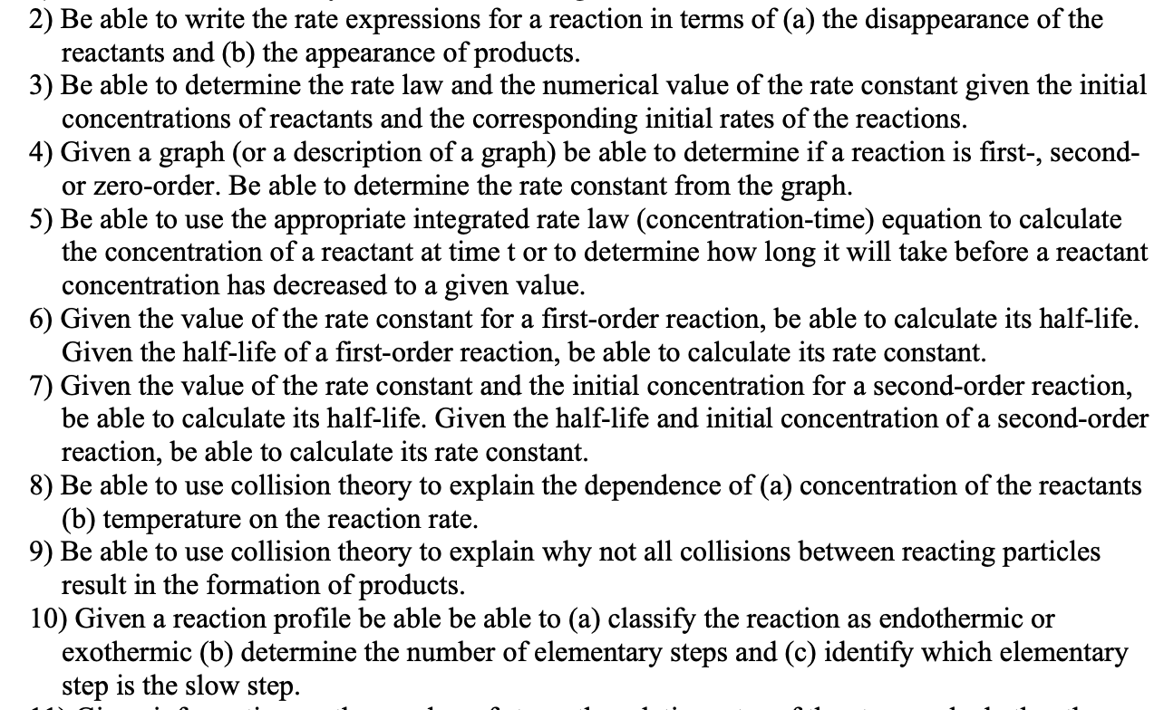 Solved 2) Be able to write the rate expressions for a | Chegg.com