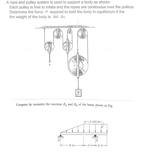 Solved A rope and pulley system is used to support a body as | Chegg.com