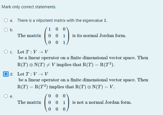 Solved Mark only correct statements. a. There is a nilpotent | Chegg.com