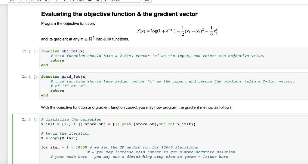 Evaluating the objective function & the gradient | Chegg.com