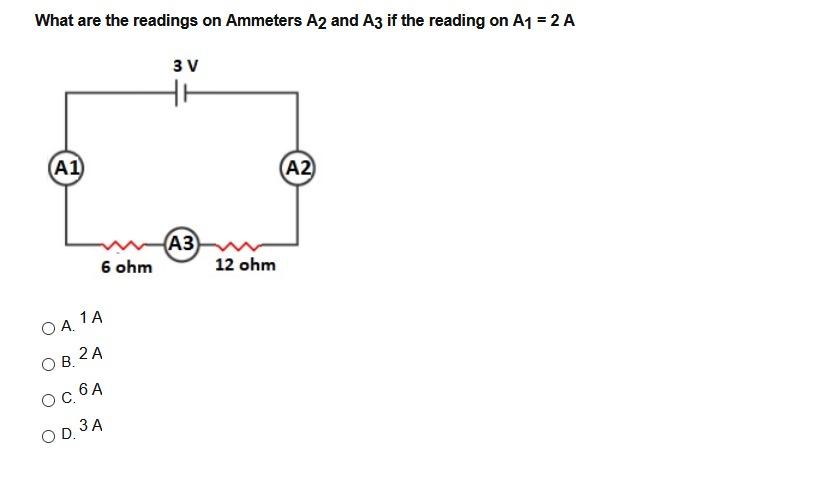 Solved What are the readings on Ammeters A2 and A3 if the | Chegg.com