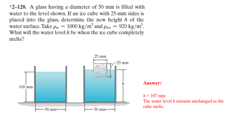 Solved *2-128. A glass having a diameter of 50 mm is filled | Chegg.com