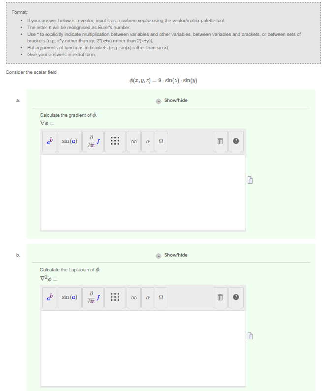 Solved Format - If your answer below is a vector, input it | Chegg.com