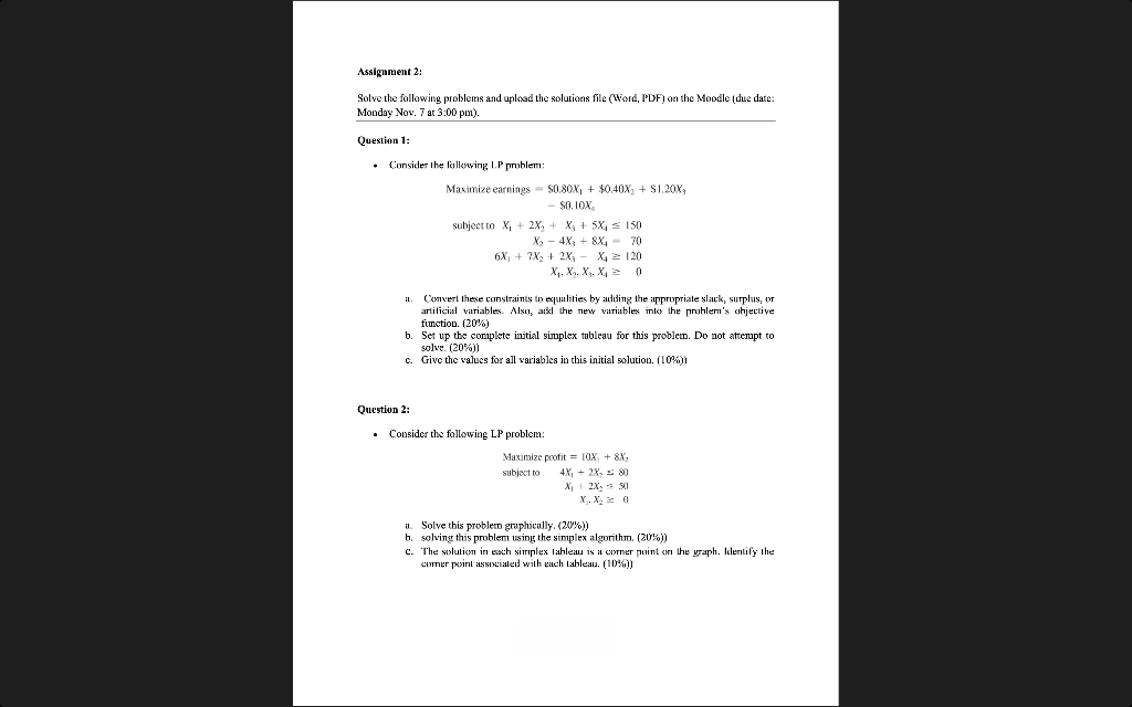 Assighment 2: Solve the following problems and upload | Chegg.com